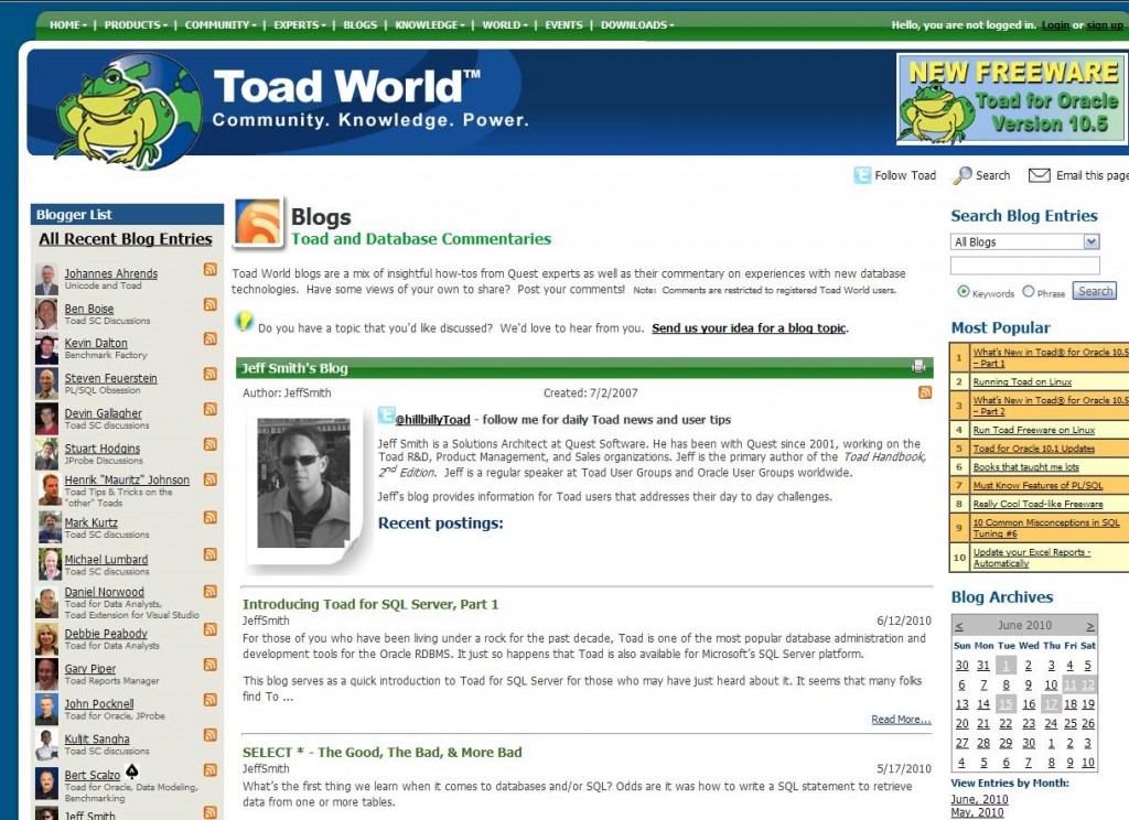 My Blog on ToadWorld.com | ThatJeffSmith