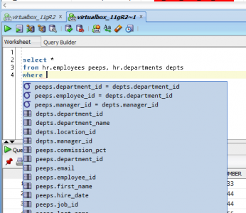 Code Completion Insight with Oracle SQL Developer
