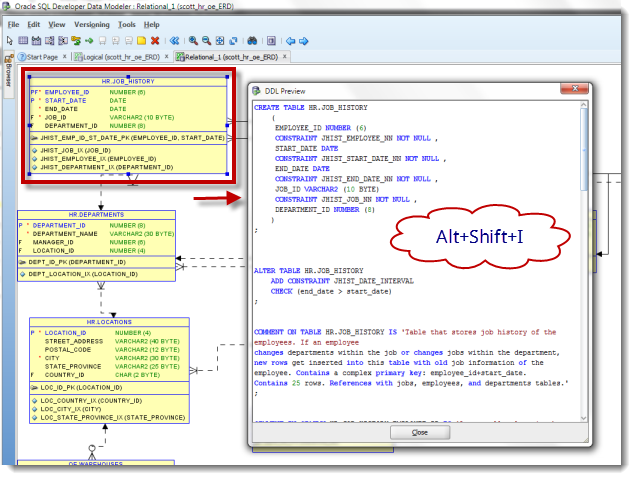 Ddl Script Previews In Oracle Sql Developer Data Modeler