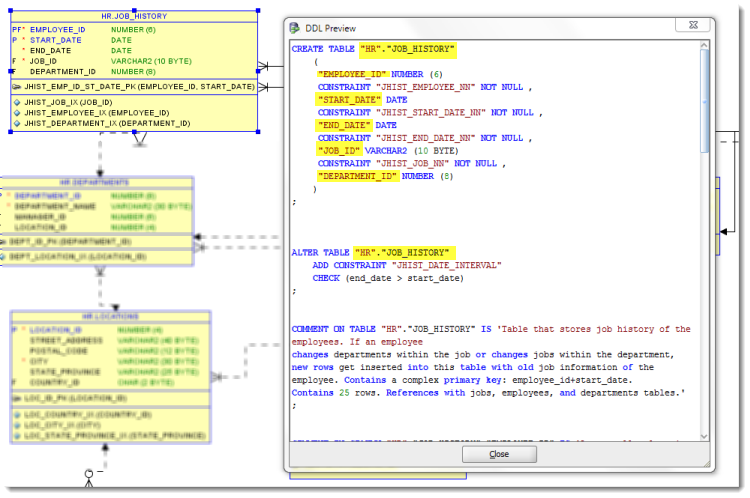 Ddl Script Previews In Oracle Sql Developer Data Modeler