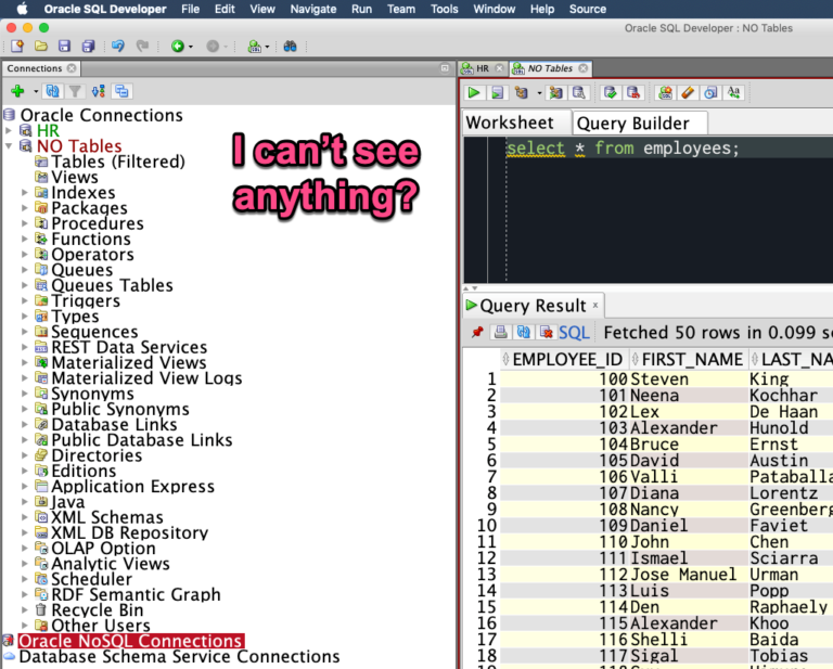 Why Can t I See My Tables In Oracle SQL Developer 