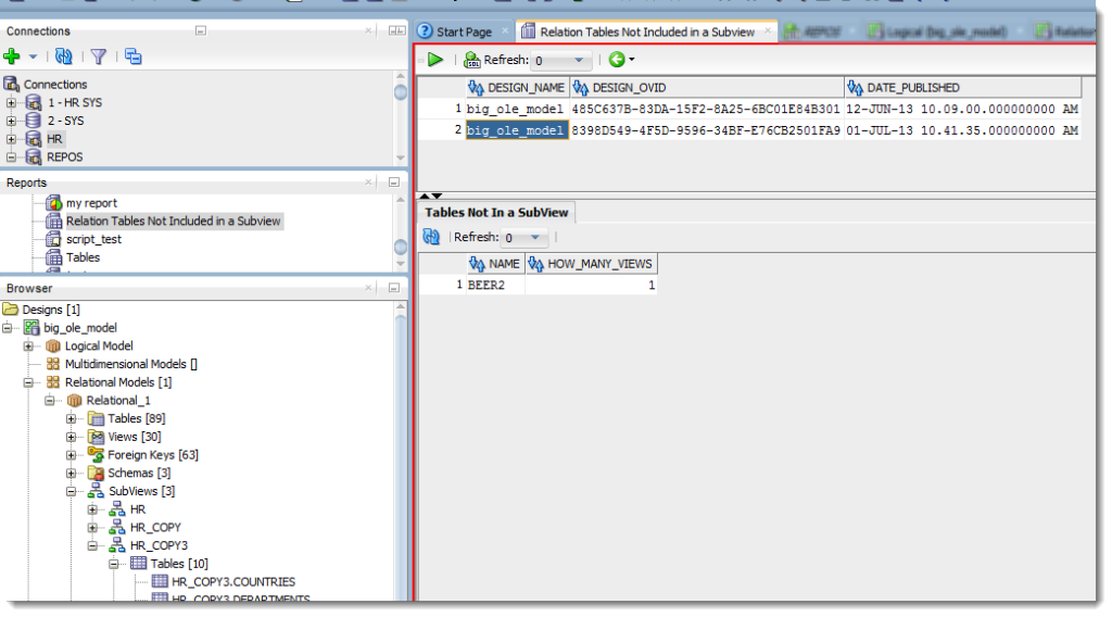 Oracle Sql Developer Data Modeler What Tables Arent In At Least One Subview