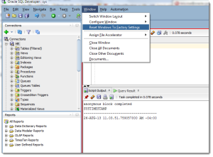 Resetting the Oracle SQL Developer Desktop in v4.0