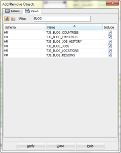 Adding and Removing Objects from a SQL Developer Data Modeler SubView