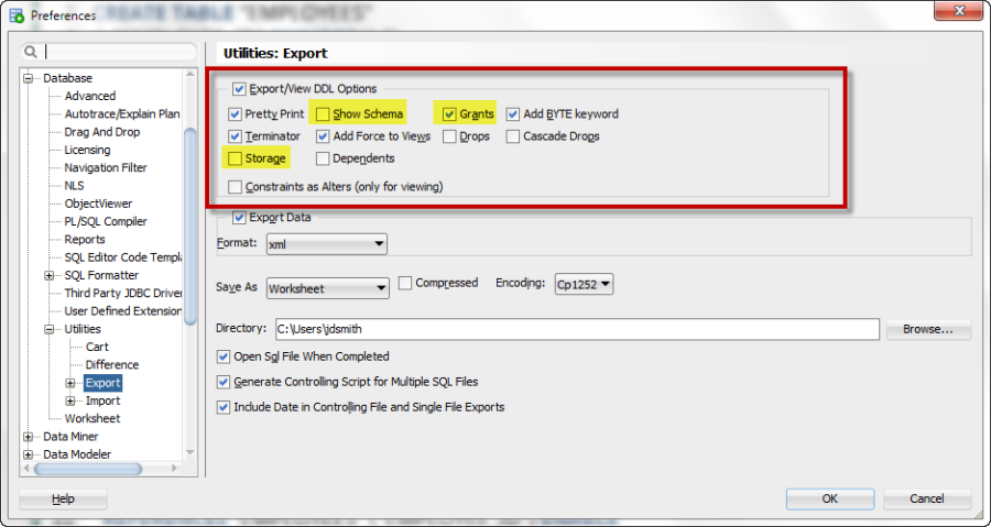 Oracle Sql Developer Configuring Object Ddl Scripts