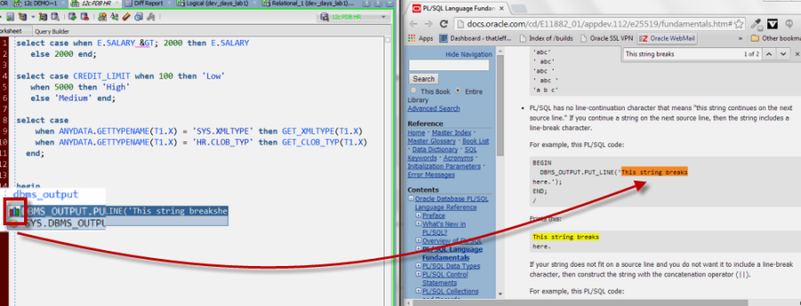 Oracle Sql Developer Code Insight Syntax Examples