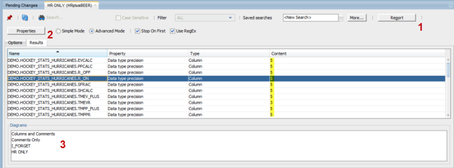Regular Expression Searches in Oracle SQL Developer Data Modeler