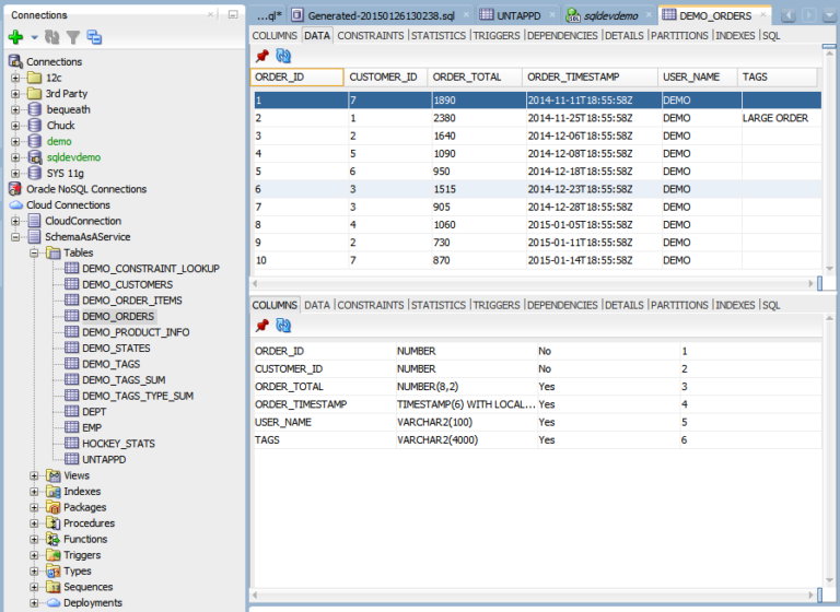 Oracle Sql Developer And The Oracle Database Schema Service