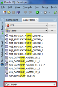 Quick Filtering Objects in Oracle SQL Developer's Schema Browser