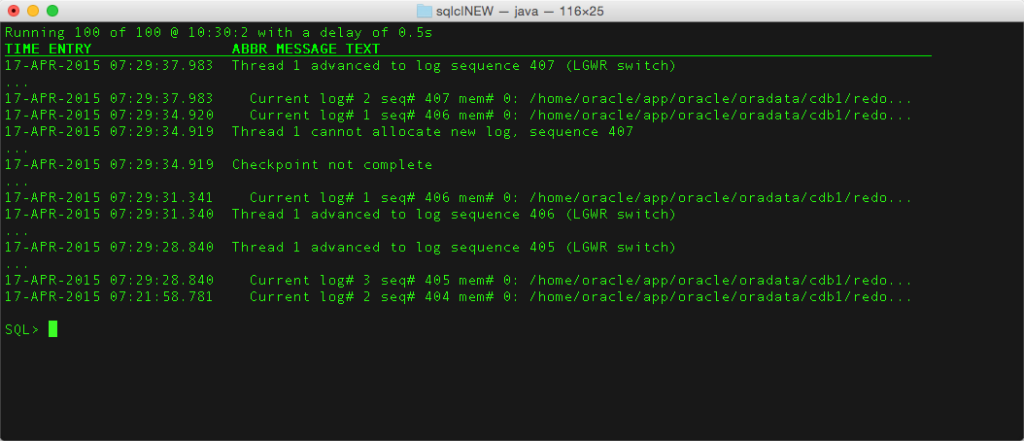 Tailing The Oracle Alert Log With Sqlcl 8141
