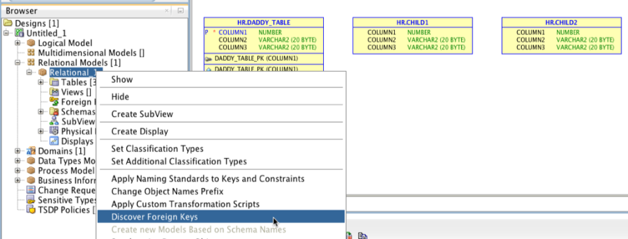 Discovering Foreign Keys In Oracle Sql Developer Data Modeler