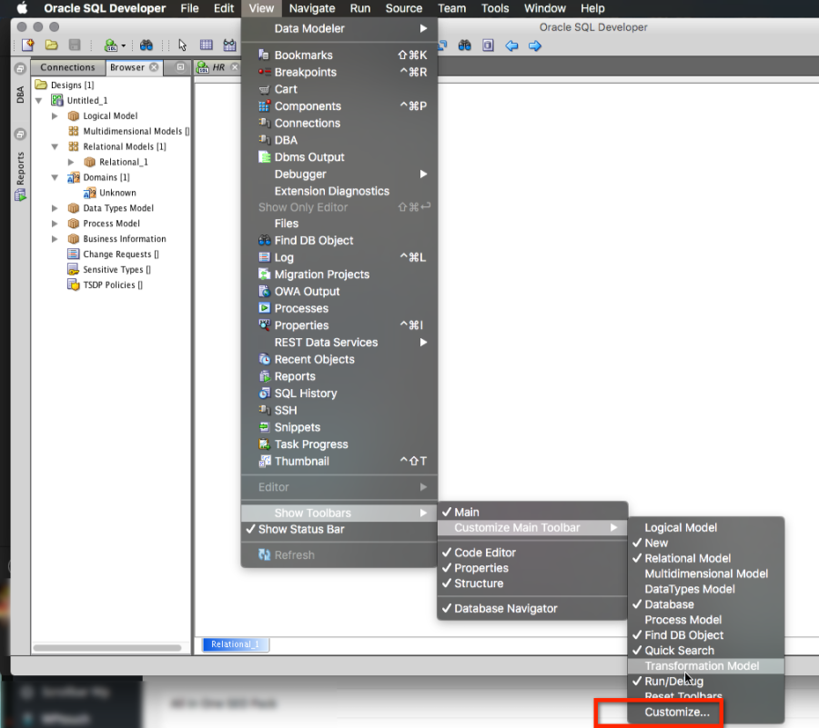 Customizing Sql Developer Toolbars