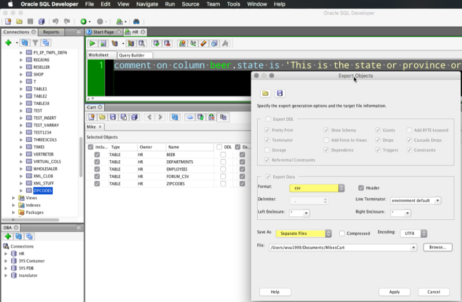 Shopping For Csv With Sql Developers Cart