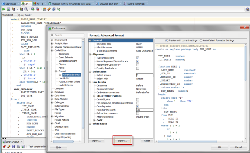 SQLcl – Setting Up the Formatter