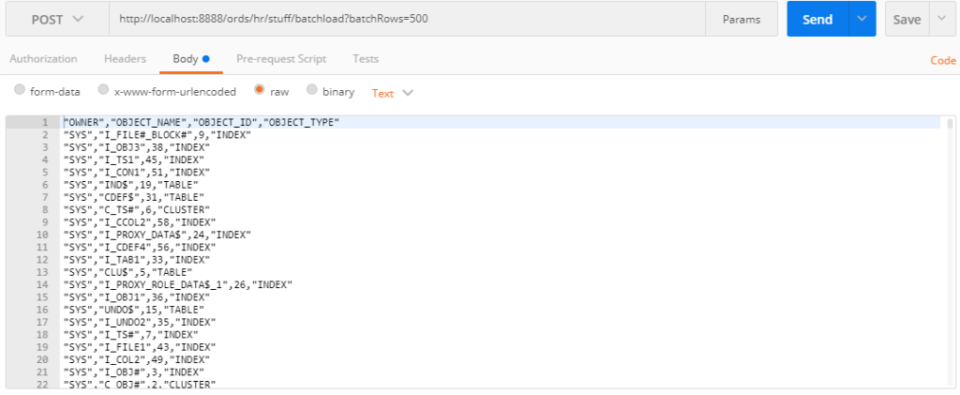 Bulk Load An Oracle Table From Csv Via Rest
