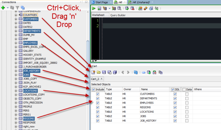 Exporting Multiple Tables To A Single Excel Fileusing Sql Developers Cart