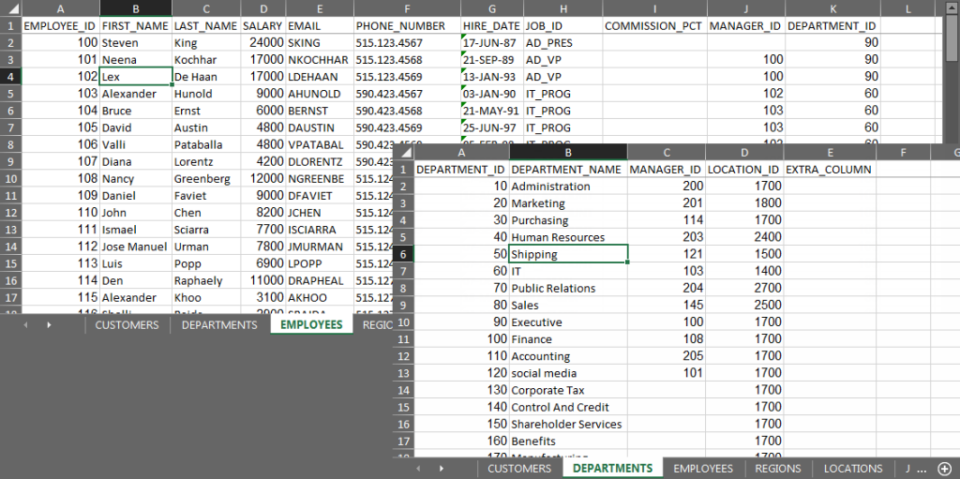 Exporting Multiple Tables To A Single Excel Fileusing Sql Developers Cart