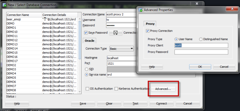 Using Proxy Connections In Oracle Sql Developer