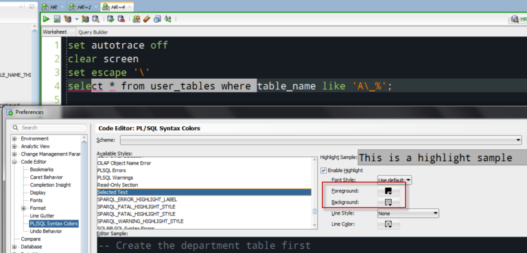 My SQL Developer Editor Setup, Look & Feel