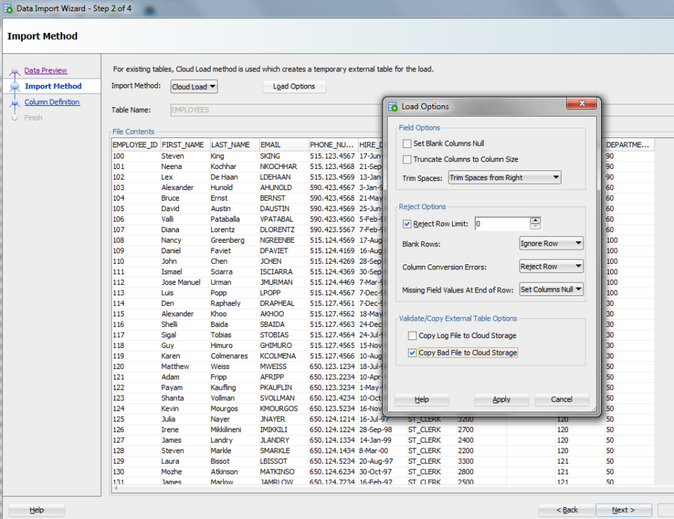 Loading Data From Oss To Oracle Autonomous Cloud Services With Sql Developer 2304