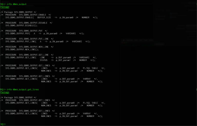 INFO vs DESC – Learning About your Oracle Schema Objects at the Command ...
