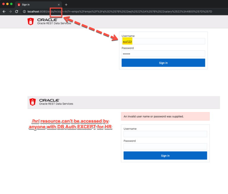 Database Authentication And Rest Data Services
