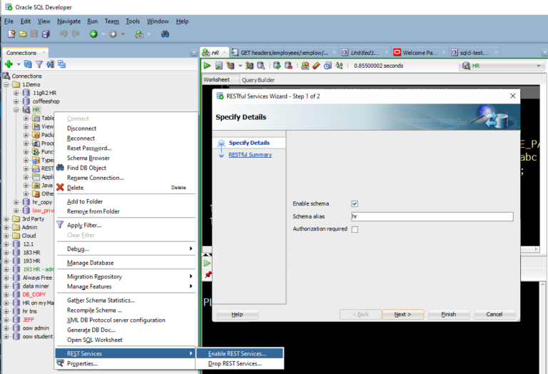 REST Enable Schema Aliases and SQL Developer Web