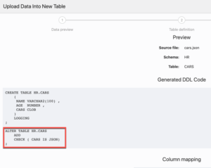 Oracle SQL Developer Web: Importing JSON as Rows in a Relational Table