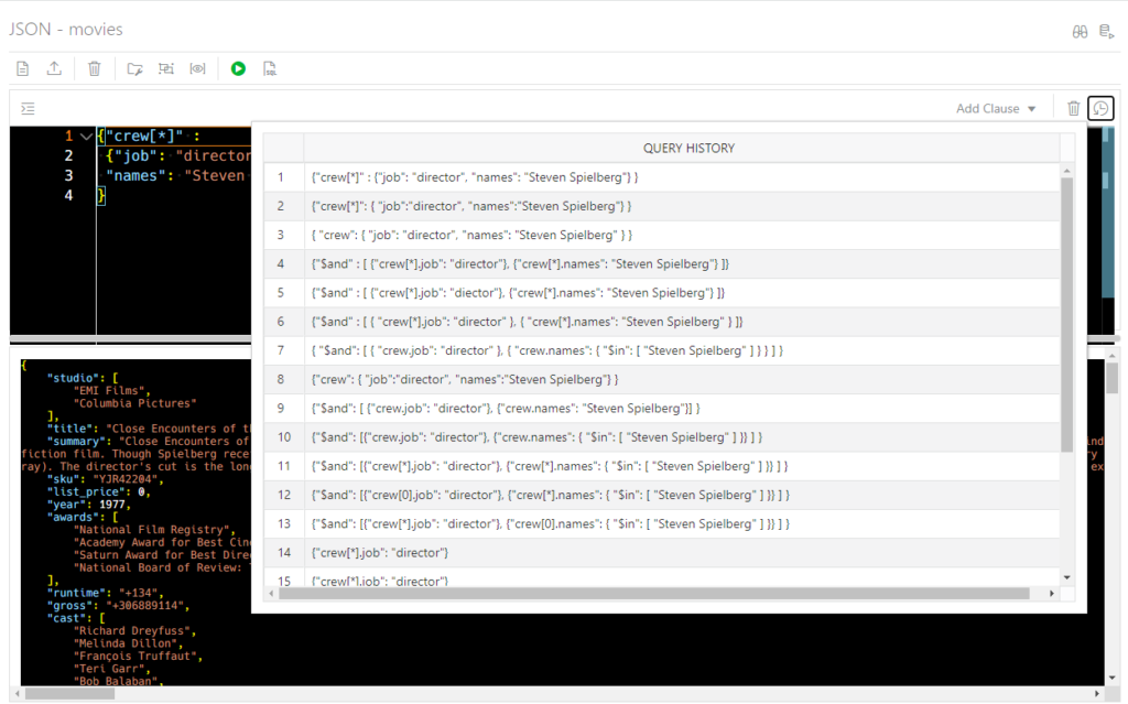 Browsing Json Docs With Soda Filters In Sql Developer Web