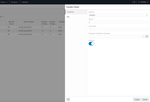 DBMS_SCHEDULER support in SQL Developer Web overview