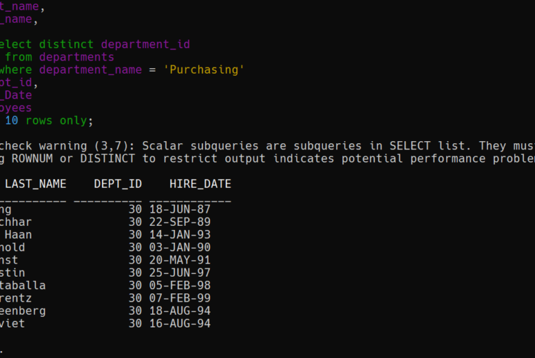 Oracle Sqlcl And Sql Performance Warnings