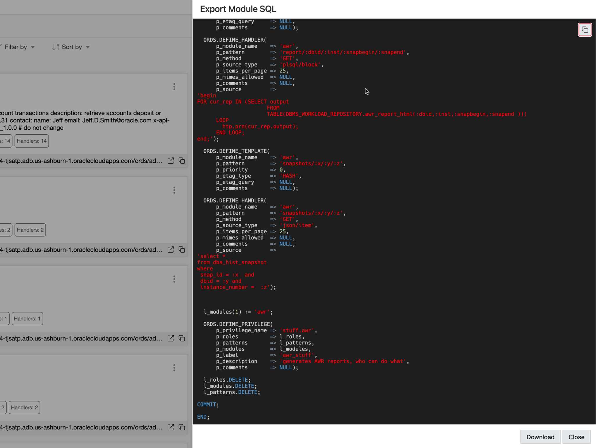 Exporting Your Oracle REST Data Services Modules to Files