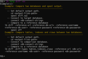Using SQLcl & Liquibase DIFF command to compare schemas