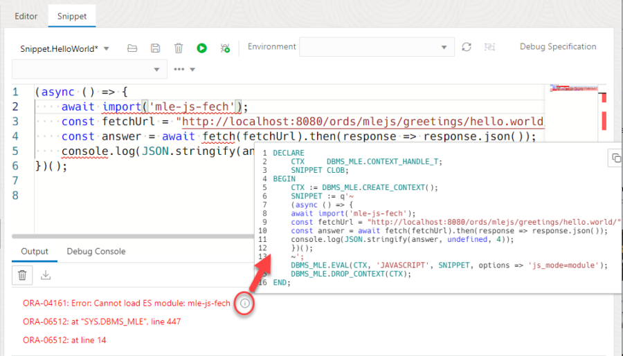 Oracle 23c Free Developer Release: MLE JS Modules & Snippets