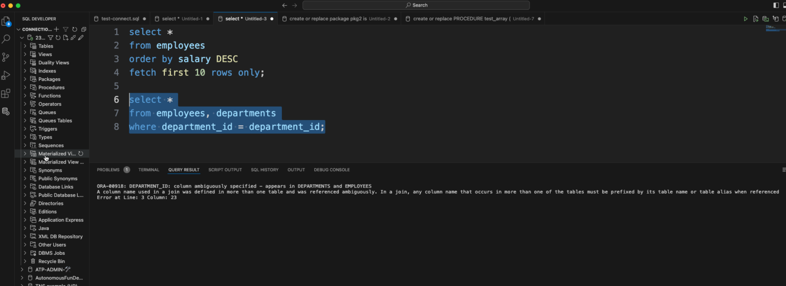 ORA-00918: column ambiguously specified, but what column?