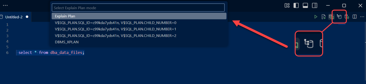 Execution plans in Oracle SQL Developer for VS Code